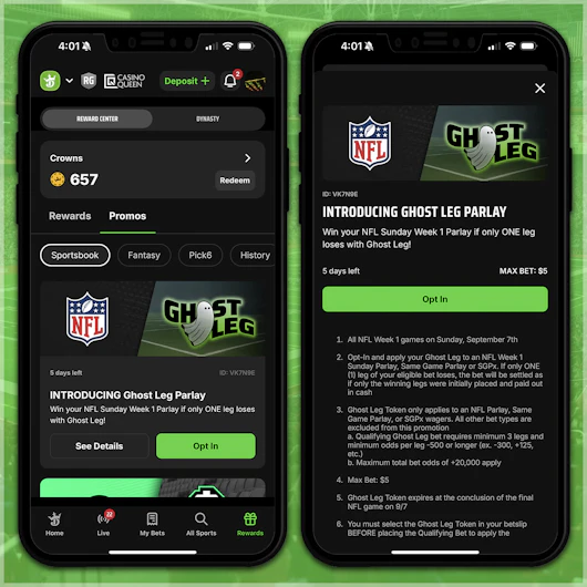 DraftKings Ghost Leg Parlay Week 6: How It Works & How to Claim